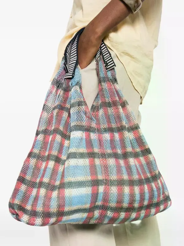 ÉPICE Striped-handle Check Shoulder Bag