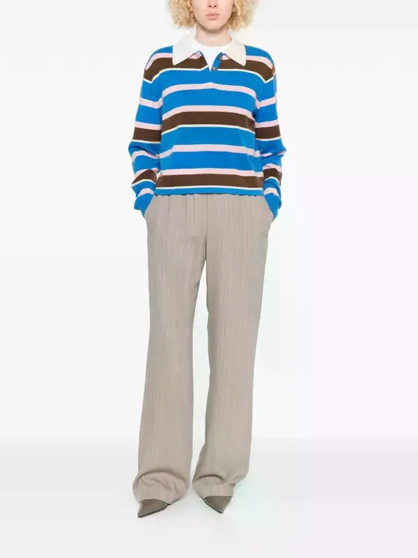 GOLDEN GOOSE Brittany Pinstriped Wool Blend Trousers