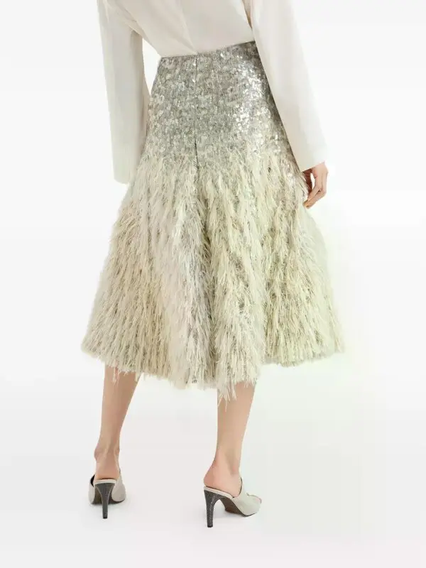 Brunello Cucinelli Sequin Embellished Midi Skirt - Neutrals