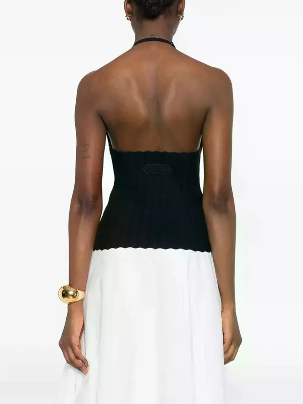 Jacquemus The Tablier Scalloped Halter Top - Black
