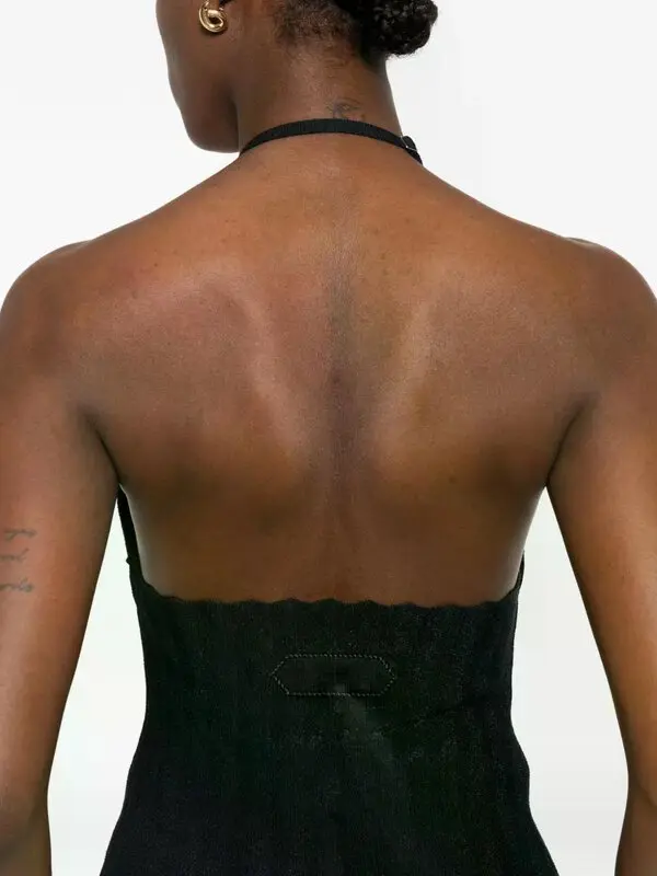 Jacquemus The Tablier Scalloped Halter Top - Black