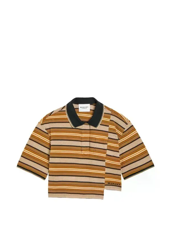 MARANT ETOILE Isalyne Striped Polo Top - Neutrals