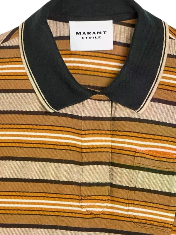 MARANT ETOILE Isalyne Striped Polo Top - Neutrals