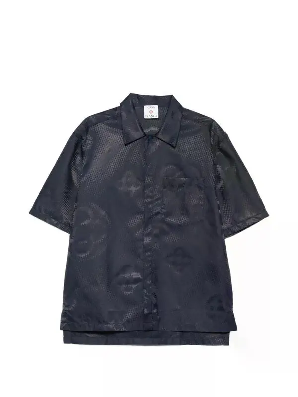 Casablanca Half Tone Monogram Satin Shirt - Blue
