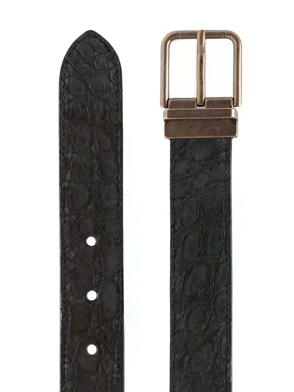 Dolce & Gabbana Adjustable Alligator Leather Buckle Belt