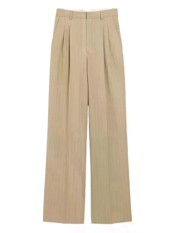 AMI Paris Striped Wool High Waist Wide Leg Trousers