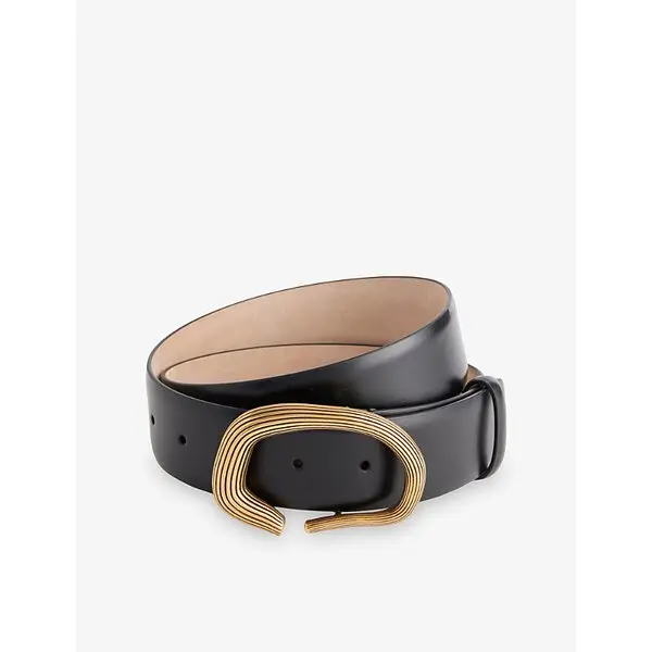 Khaite Santa Fe Leather And 18ct Gold-plated Brass Belt - Black