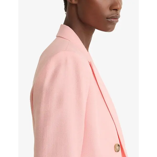REISS Magda Peak-lapel Double-breasted Woven Blazer