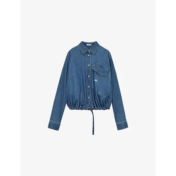 Loewe Belted-hem Anagram Relaxed Denim Shirt - Light Blue