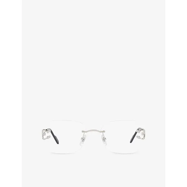 Cartier Ct0416o Rectangle-frame Metal Optical Glasses - Silver