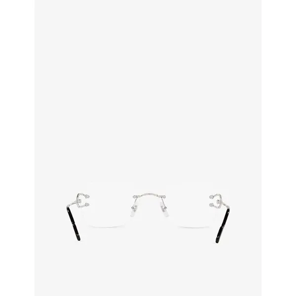 Cartier Ct0416o Rectangle-frame Metal Optical Glasses - Silver