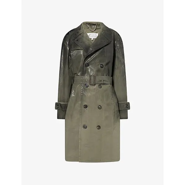 MAISON MARGIELA Belted Double-breasted Cotton Trench Coat - Army Green