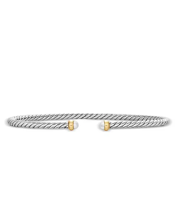 David Yurman Micro Cable Flex Bracelet - Pearl/silver