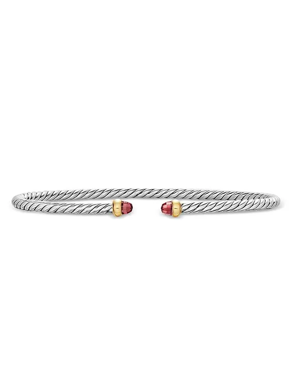 David Yurman Micro Cable Flex Bracelet With Rhodolite Garnet - Rhodolite Garnet/silver