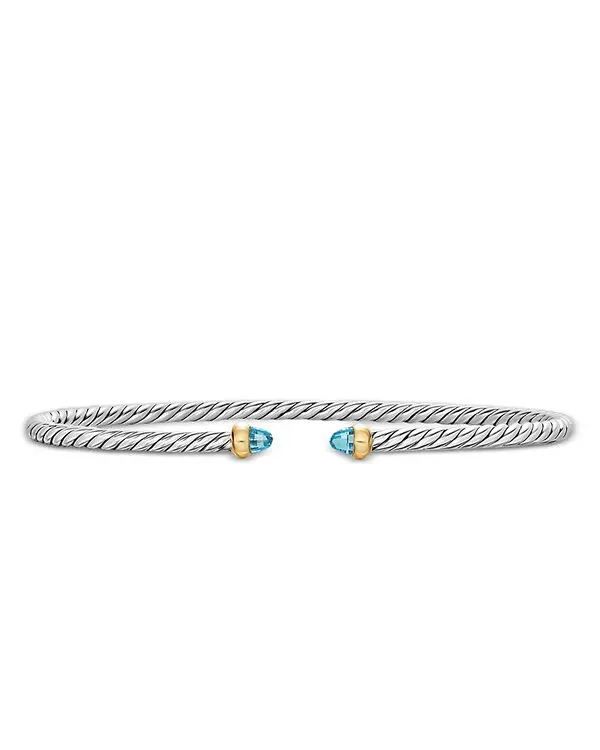 David Yurman Micro Cable Flex Bracelet - Blue Topaz/silver