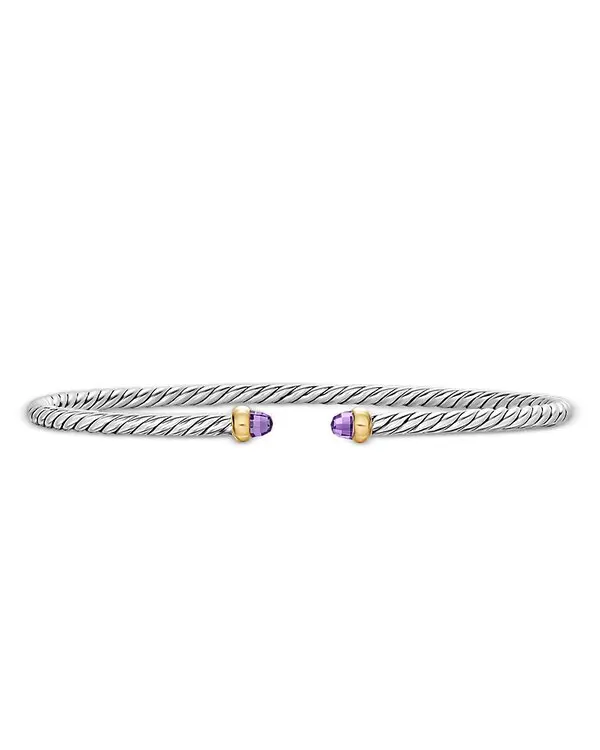 David Yurman Micro Cable Flex Bracelet With Amethyst - Amethyst/silver