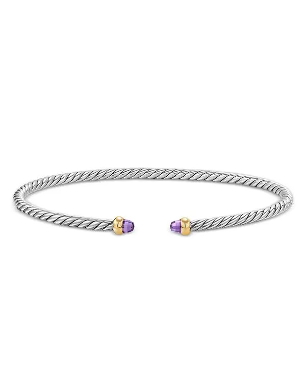 David Yurman Micro Cable Flex Bracelet With Amethyst - Amethyst/silver