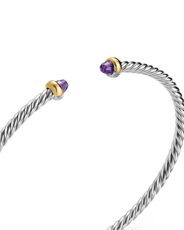 David Yurman Micro Cable Flex Bracelet With Amethyst - Amethyst/silver