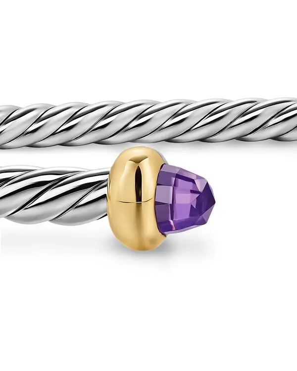David Yurman Micro Cable Flex Bracelet With Amethyst - Amethyst/silver