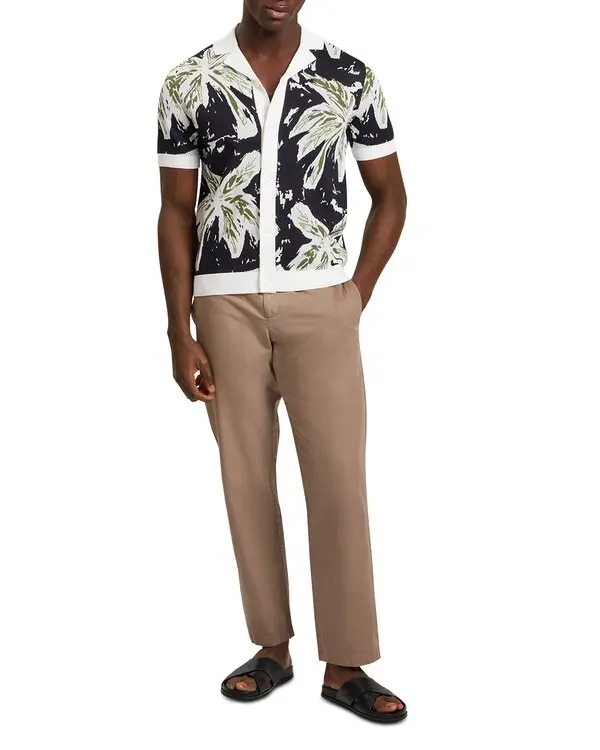 Ted Baker London Kyes Knitted Leaf Camp Shirt - Navy