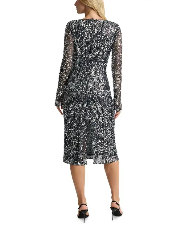St. John Pailette Scoop Neck Sheath Dress