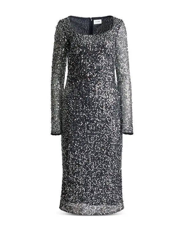 St. John Pailette Scoop Neck Sheath Dress