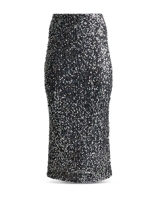 St. John Paillette Pencil Skirt - Black/silver