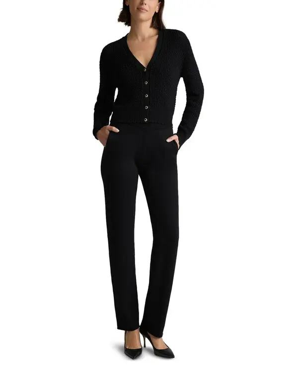 St. John Perle Crepe Knit Cardigan Sweater - Black
