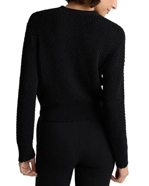 St. John Perle Crepe Knit Cardigan Sweater - Black