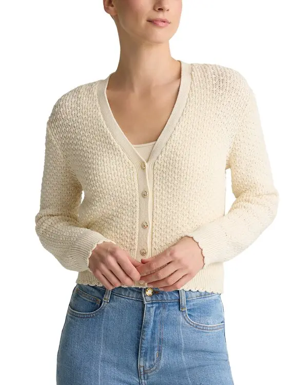 St. John Perle Crepe Knit Cardigan Sweater