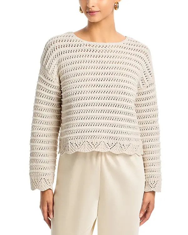 Aqua Pointelle Crewneck Sweater Exclusive