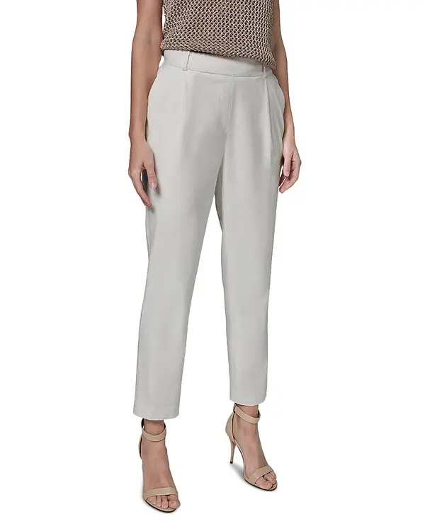 Donna Karan New York Pleated Straight Trousers - Cream