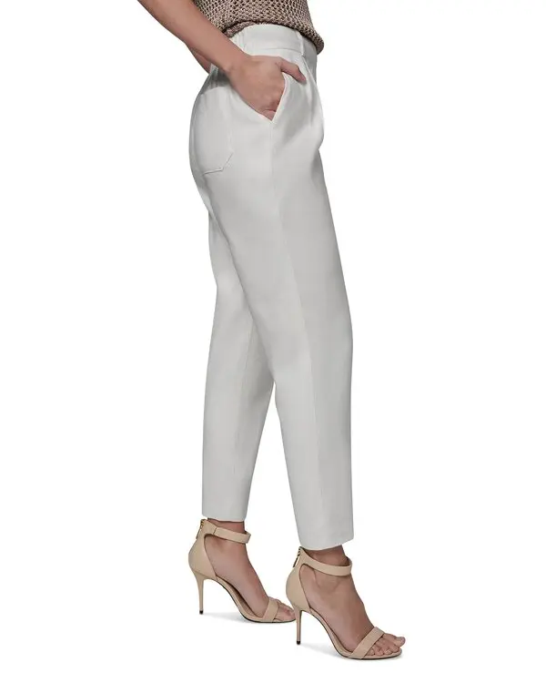 Donna Karan New York Pleated Straight Trousers - Cream