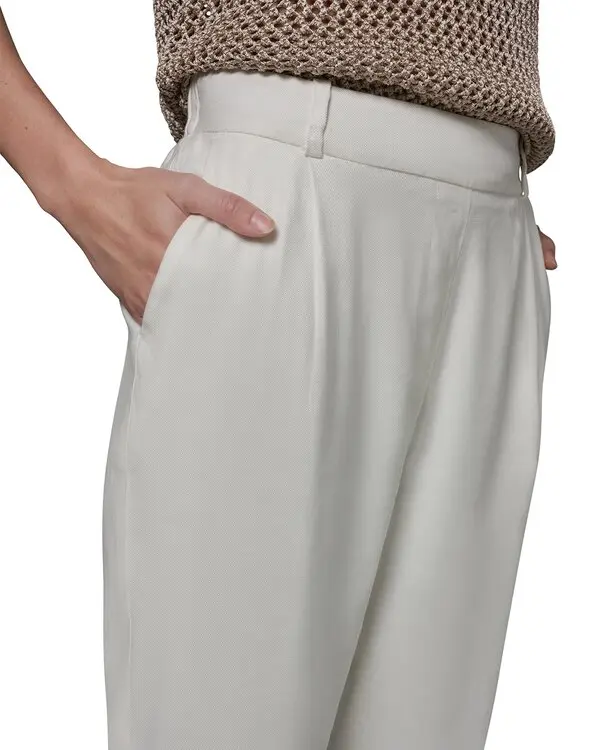 Donna Karan New York Pleated Straight Trousers - Cream