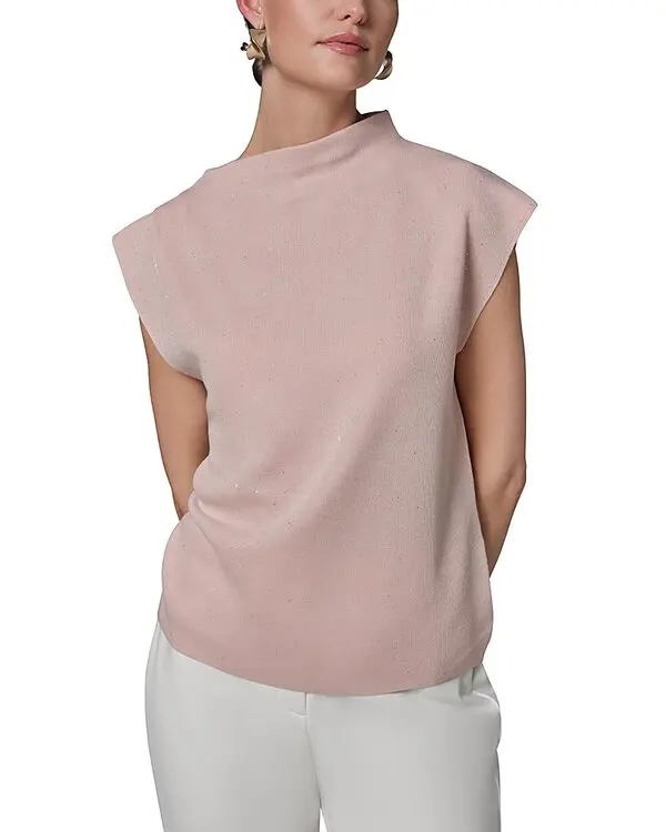 Donna Karan New York Asymmetric Mock Neck Sweater - Snow Petal