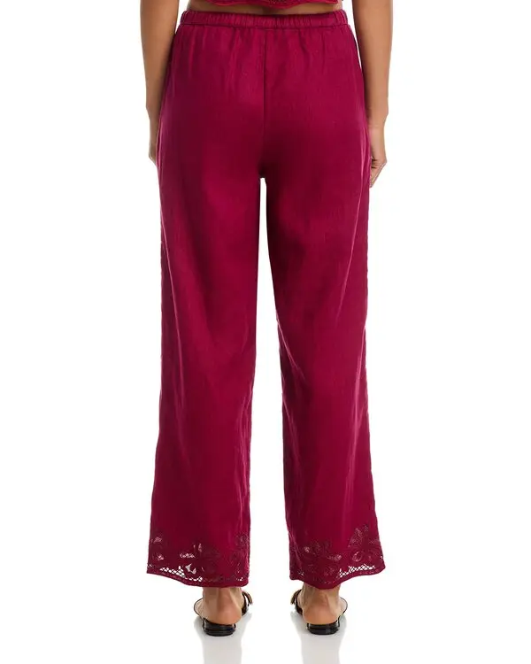 Rails Emmie Linen Pants - Berry Hibiscus Embroidery