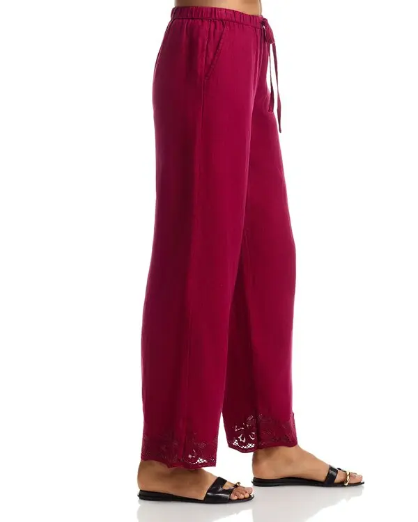 Rails Emmie Linen Pants - Berry Hibiscus Embroidery
