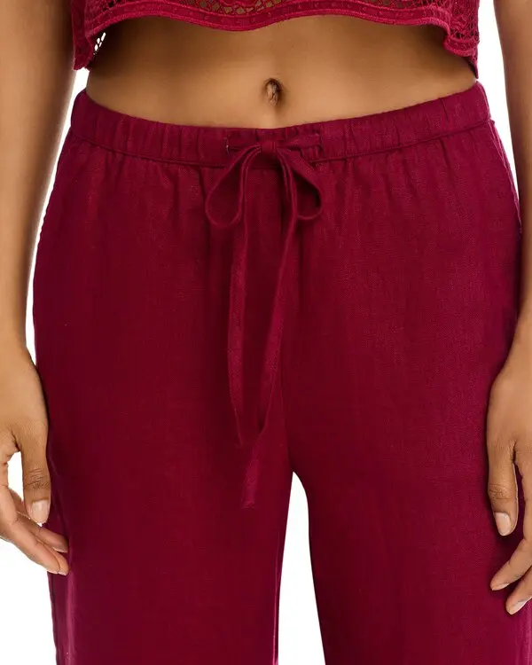 Rails Emmie Linen Pants - Berry Hibiscus Embroidery