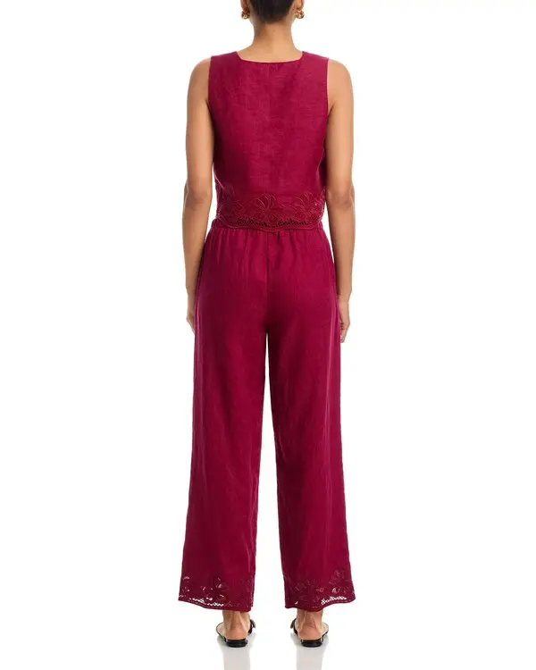 Rails Emmie Linen Pants - Berry Hibiscus Embroidery