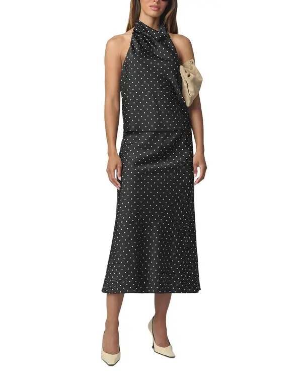 Joe's Jeans The Ines Draped Halter Dress - Black Polka