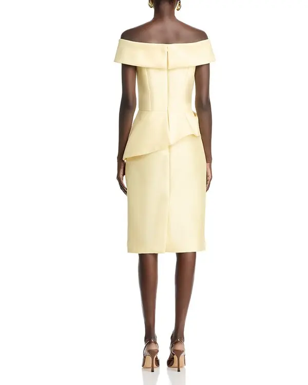 Rickie Freeman For Teri Jon Mikado Floral Peplum Dress - Yellow Multi