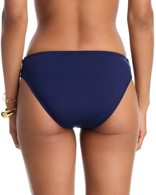 La Blanca Mariner Hipster Bikini Bottom With Floral Print And Rope Trim - Indigo