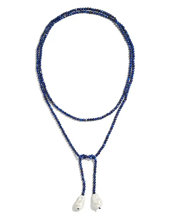 Baublebar Imitation Pearl Lapis Lazuli Beaded Wrap Necklace - Blue