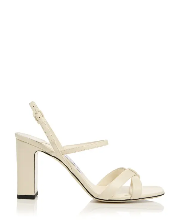 JIMMY CHOO Elsy 85 Block Heel Sandals - Latte