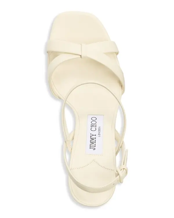 JIMMY CHOO Elsy 85 Block Heel Sandals - Latte