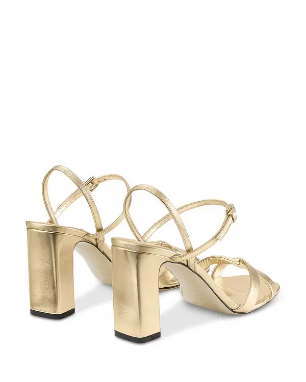 JIMMY CHOO Elsy 85 Block Heel Sandals - Gold
