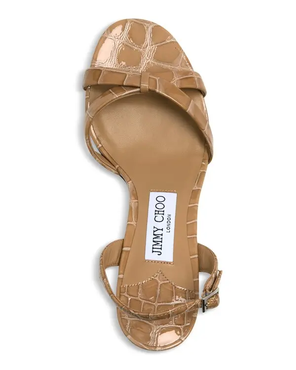 JIMMY CHOO Elsy 70 Embossed Leather Sandals - Chai