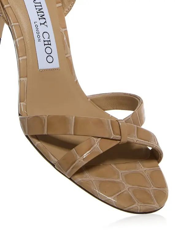 JIMMY CHOO Elsy 70 Embossed Leather Sandals - Chai