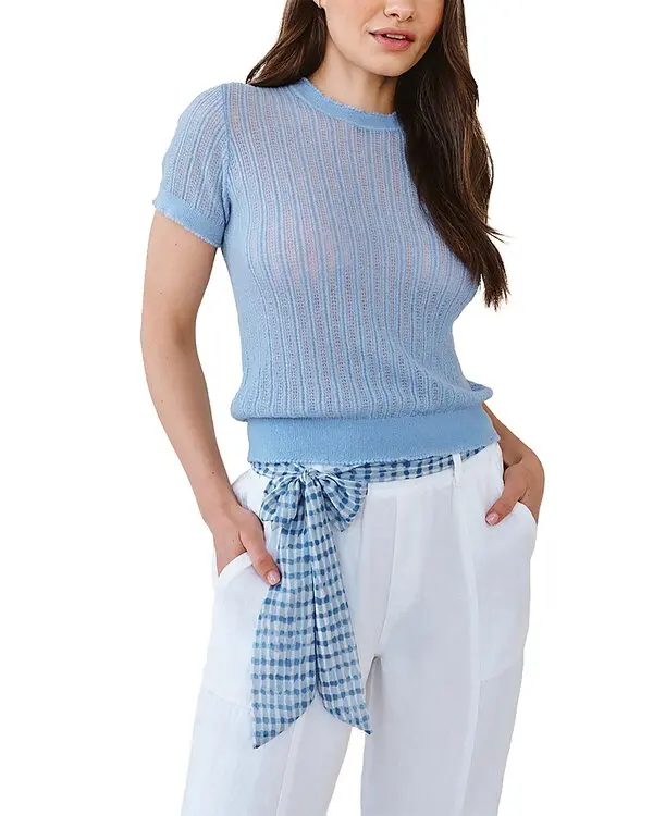 Bella Dahl Short Sleeve Sweater Top - Soft Blue