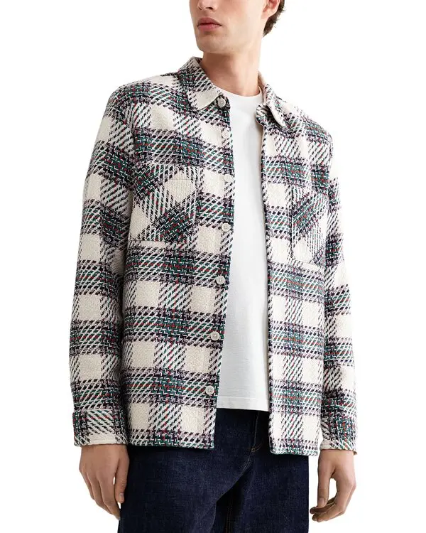 WAX LONDON Whiting Plaid Overshirt - Ecru/green